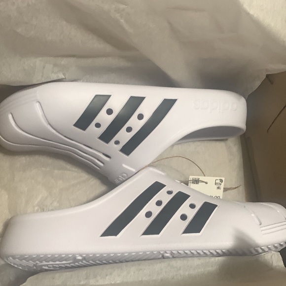 adidas | Shoes | Newnew Adidas Clog New In Box White With Black Lines ...